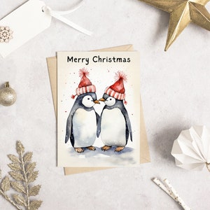 Cute Penguin Christmas Card - Etsy