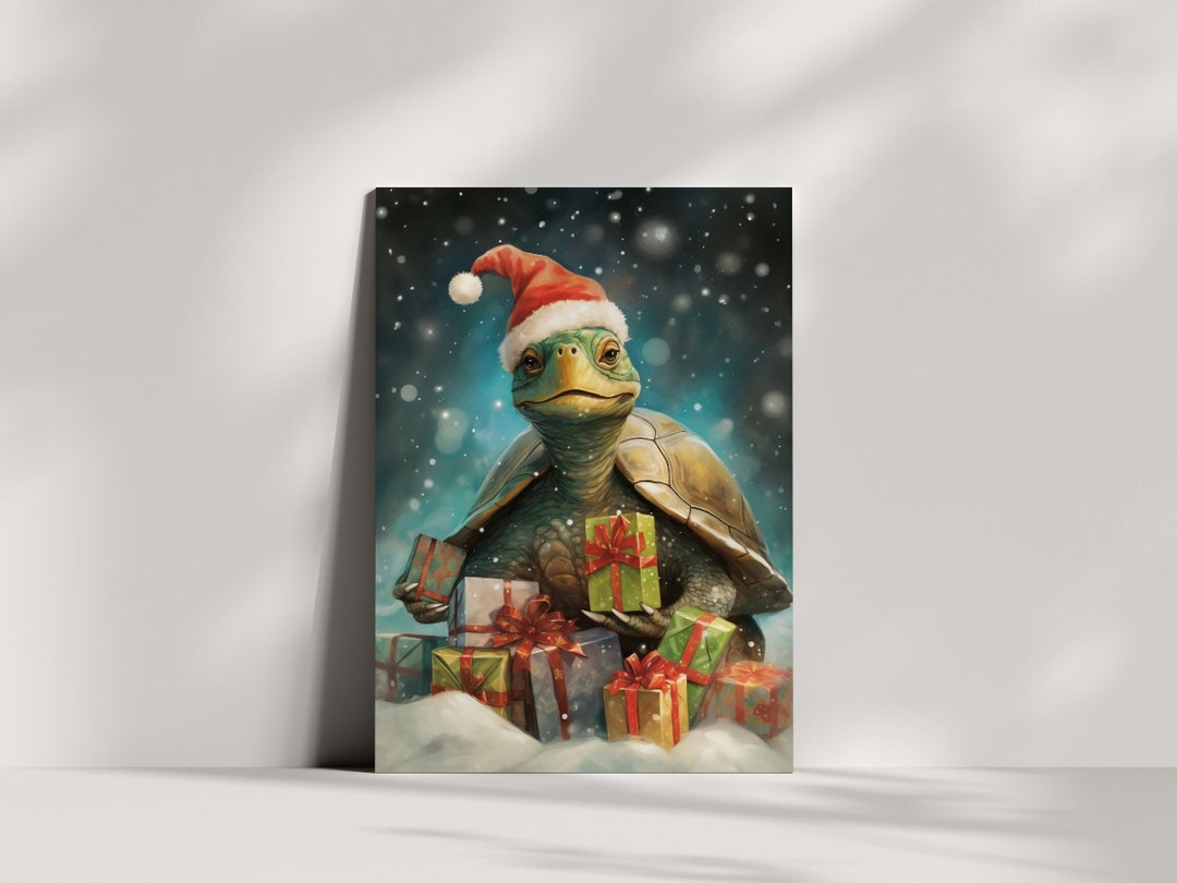 Festive Turtle Christmas Card - Etsy