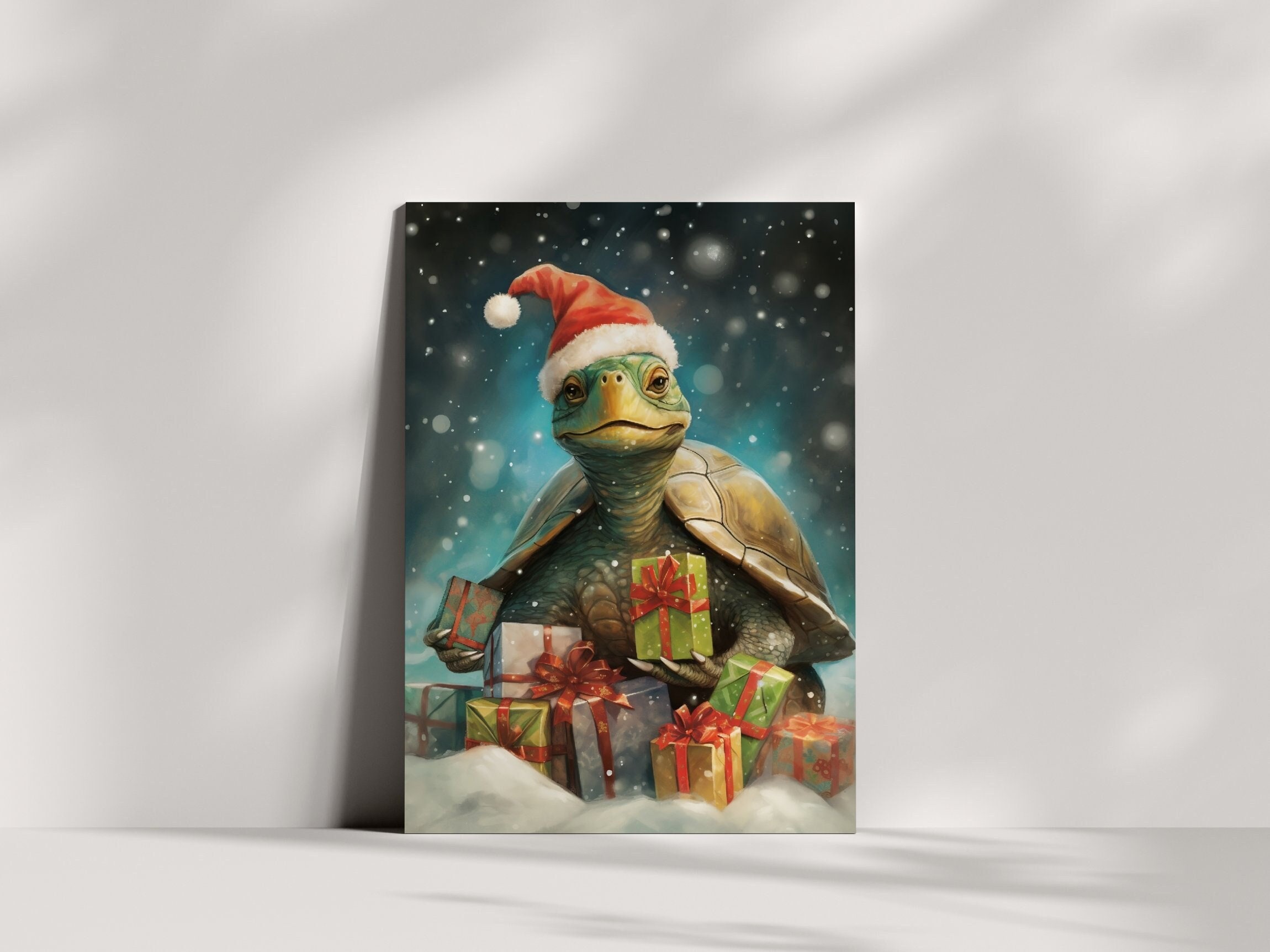 Festive Turtle Christmas Card - Etsy