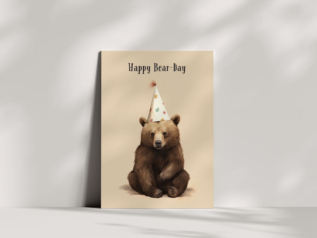 Happy Bear-day - Cute Bear Birthday Card - Etsy
