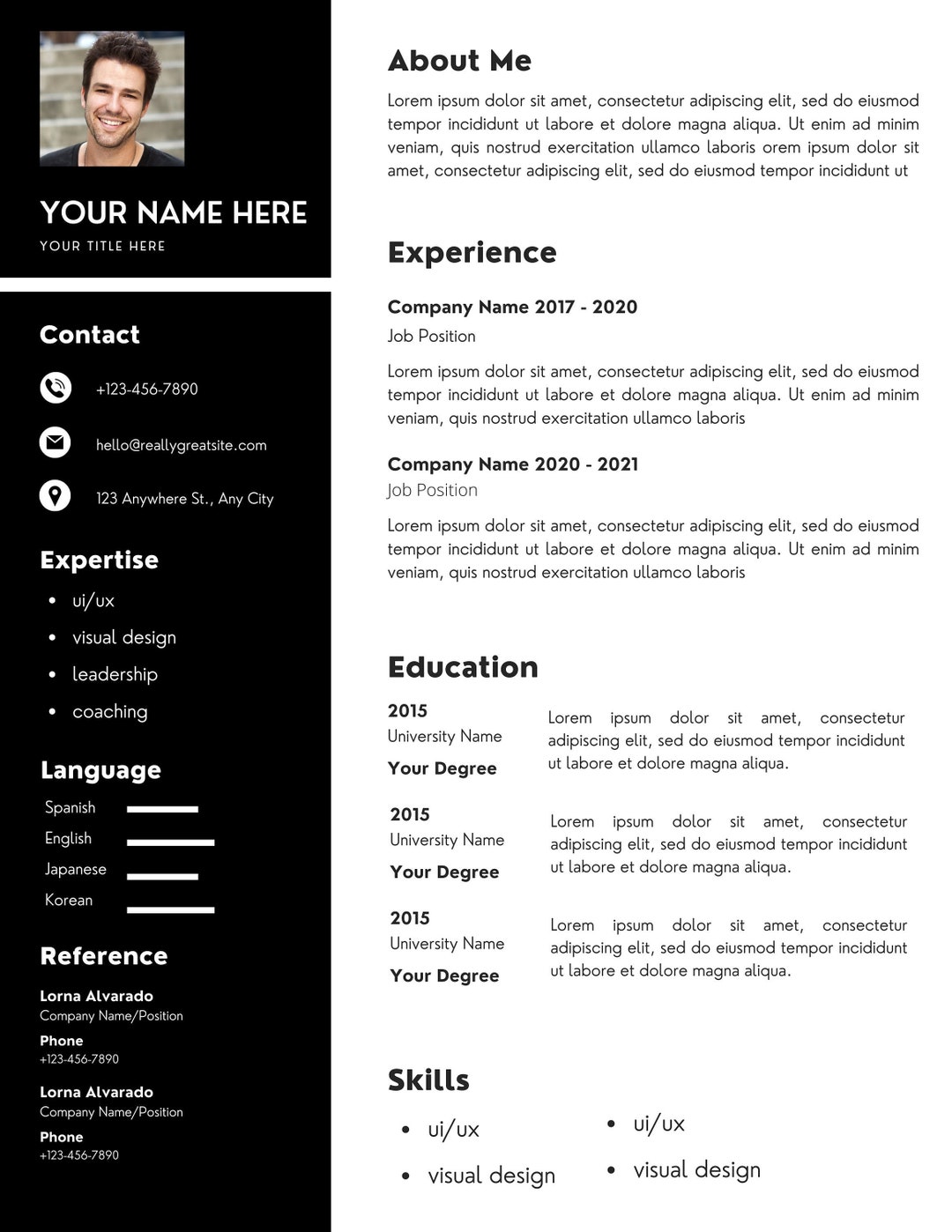 Advanced Resume Template, Black and White, Employers Top Pick - Etsy