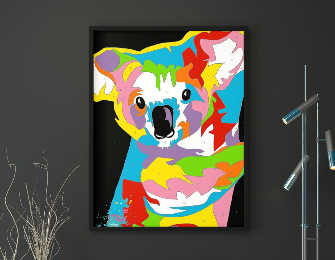 Printable Paint by Numbers Koala colour by Numbers Hand-drawn/handmade ...