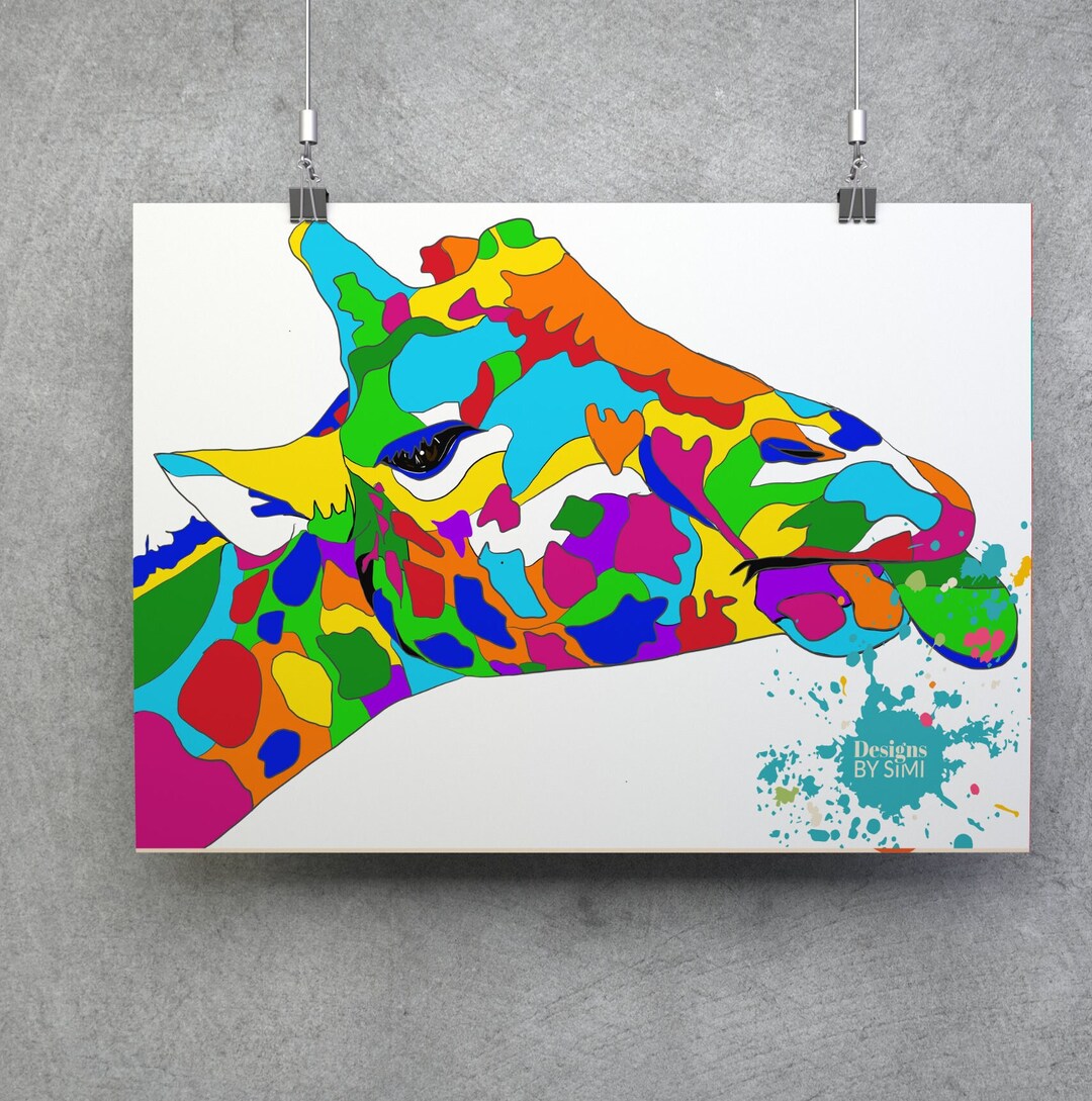 Printable Giraffe Paint/colour by Numbers Hand-drawn/handmade - Etsy