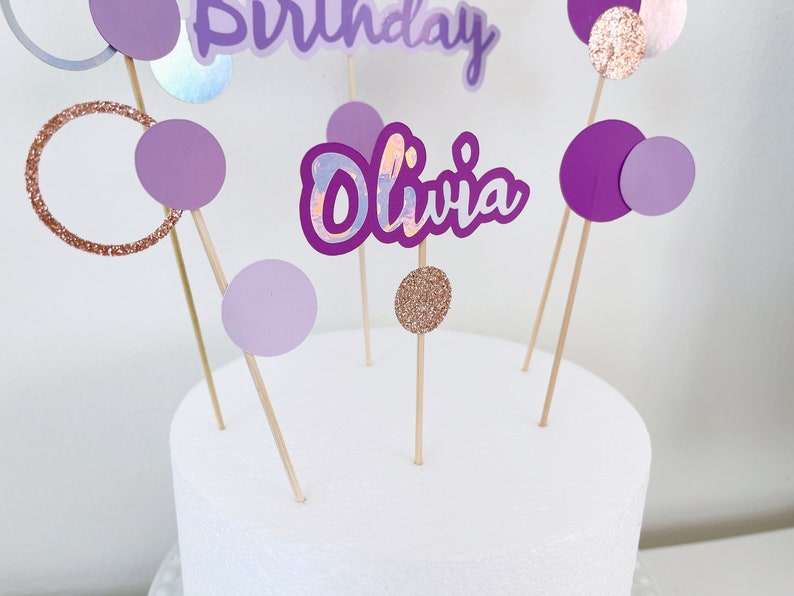 Personalized Birthday Cake Topper Set Purple Cake Topper - Etsy