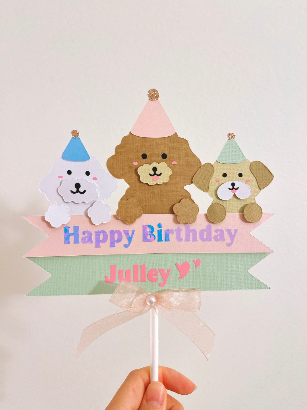 Personalized Puppy Cake Topper Happy Birthday Dog Pet - Etsy