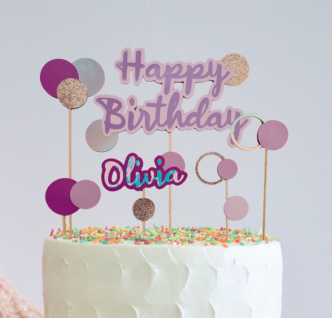 Personalized Birthday Cake Topper Set Purple Cake Topper Assorted Cake ...