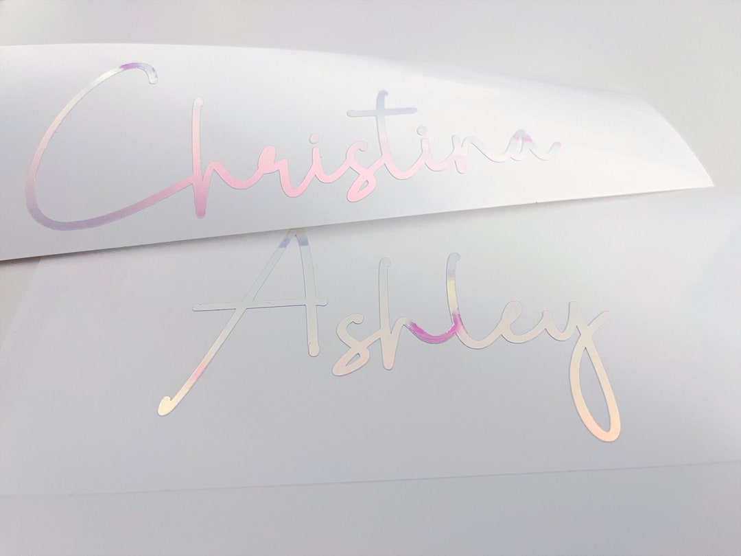 Custom Name Holographic Sticker Decal Cursive Vinyl Lettering - Etsy
