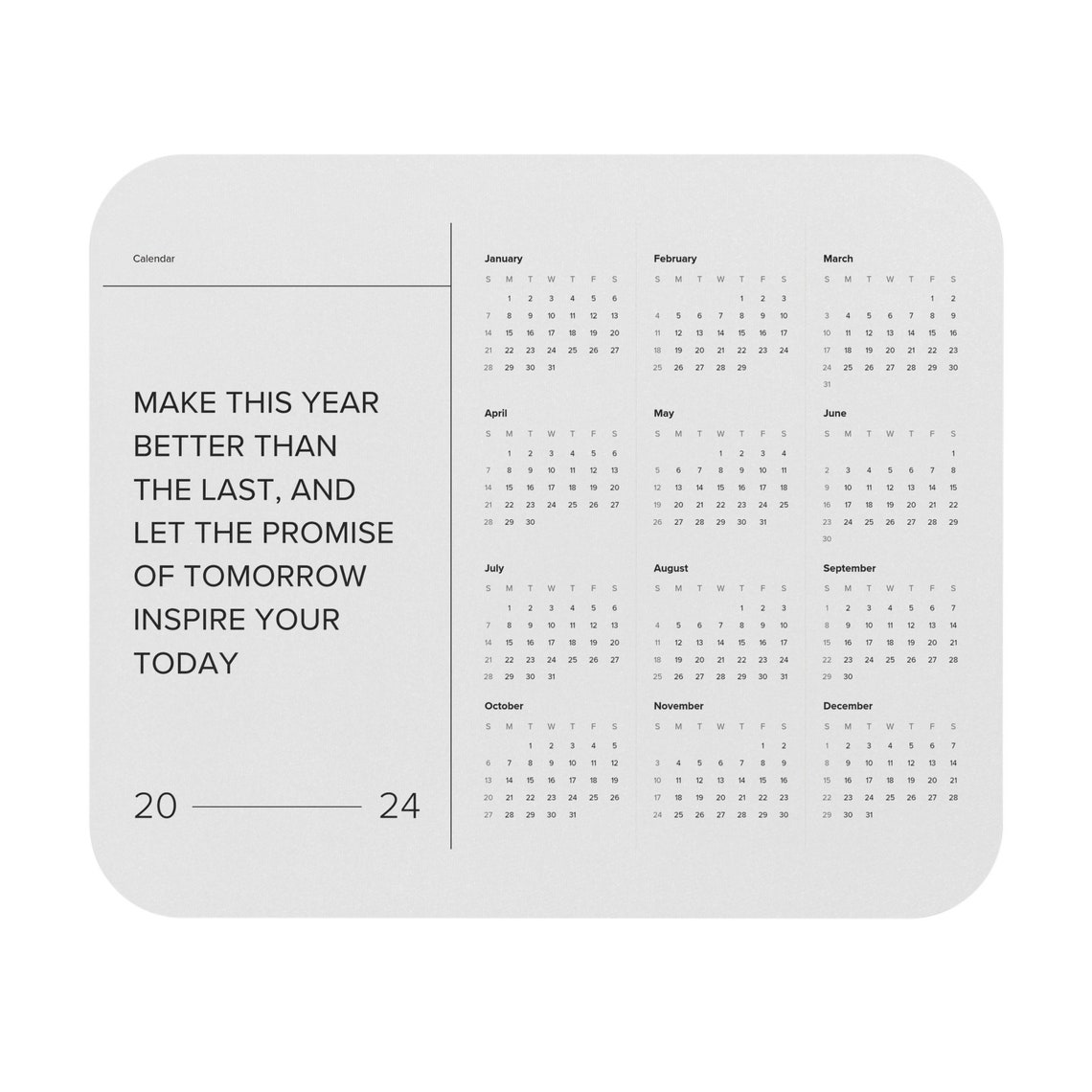 2024 Calendar Mouse Pad Motivation - Etsy