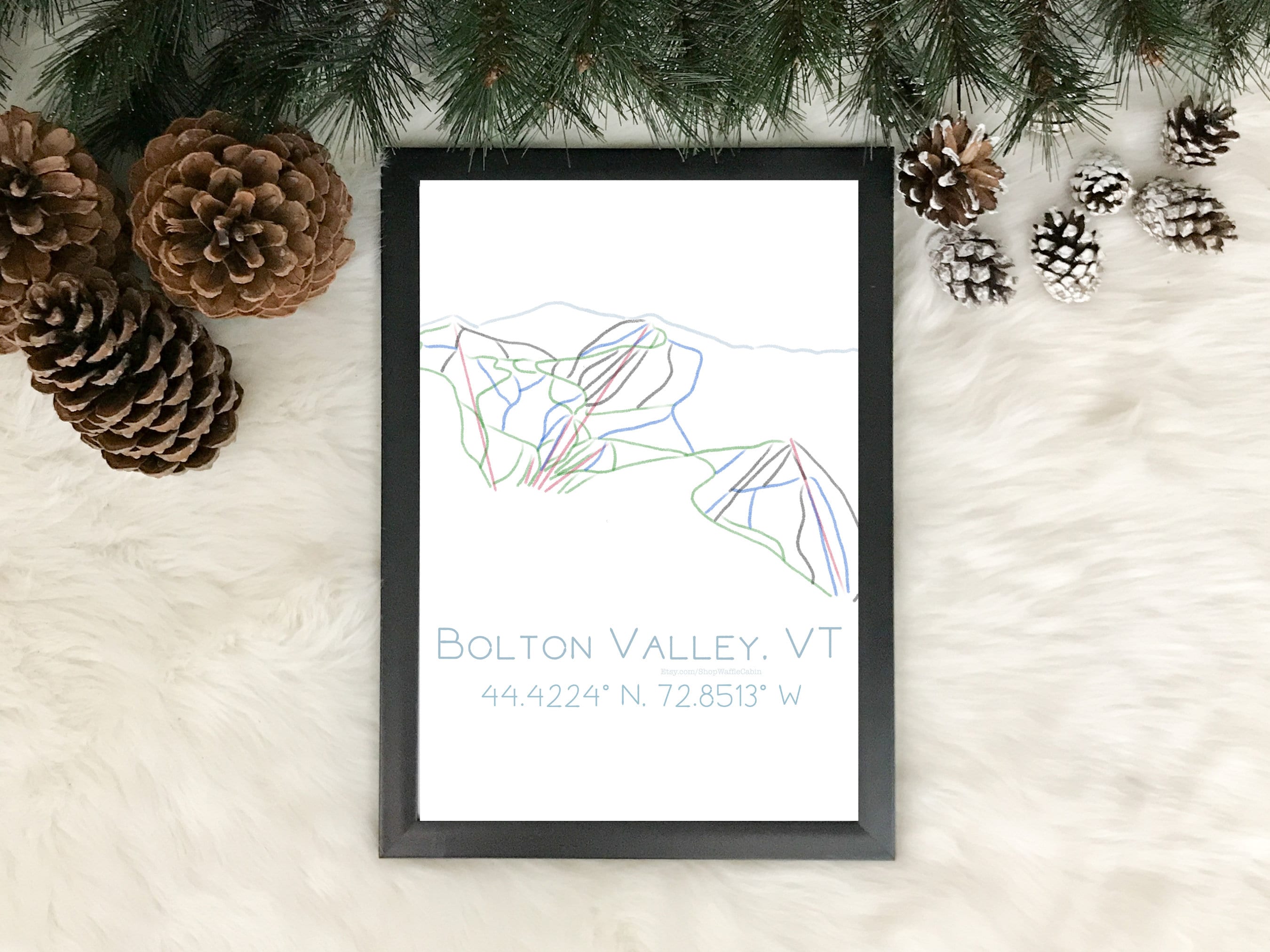 Bolton Valley Ski Trail Map, Digital Download, Ski Home Decor, Ski Gift ...