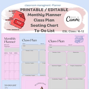 Minimalistic Printable PDF / Editable Monthly Planner / Lesson Plan ...