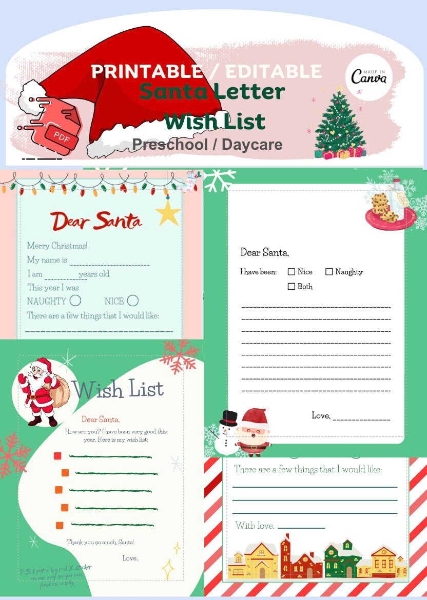Santa Letter / Santa Wish List for Preschool/kindergarten, Pre-k ...