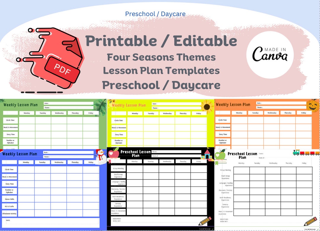 Preschool/kindergarten, Pre K Schedule Template, Instant Download ...