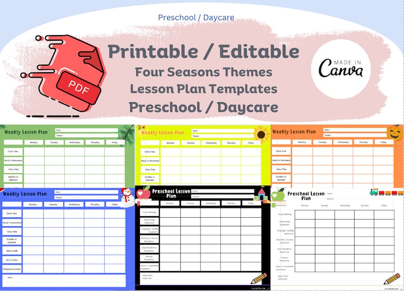 Preschool/kindergarten, Pre K Schedule Template, Instant Download ...