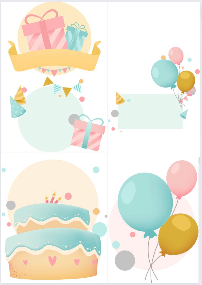 Happy Birthday Month / Name Tag Cutouts A4 ( 8 X 11") Printable ...