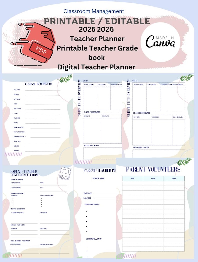 Timeless Teacher Planner Bundle - 80 Pages - 2025–2026 | Printable ...