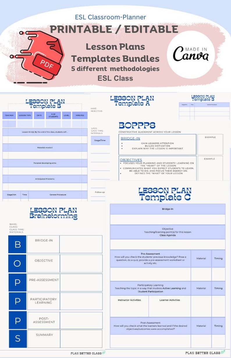 Printable/editable Lesson Plan Templates and Planning Framework Bundle ...
