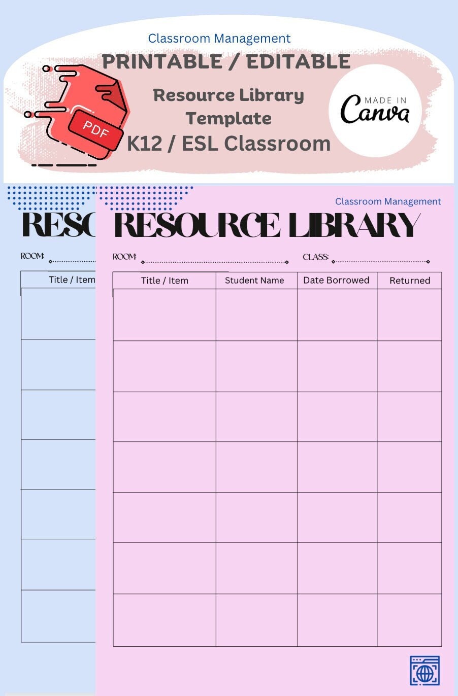 Printable PDF / Editable K-12 / ESL Classroom / Preschool / Homeschool ...