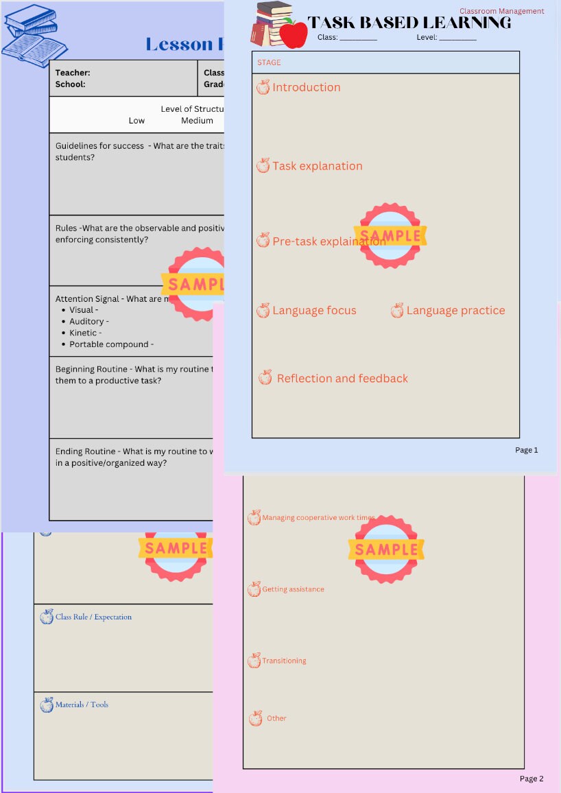 Printable / Editable Lesson Plan / Routines & Procedures / Task-based ...