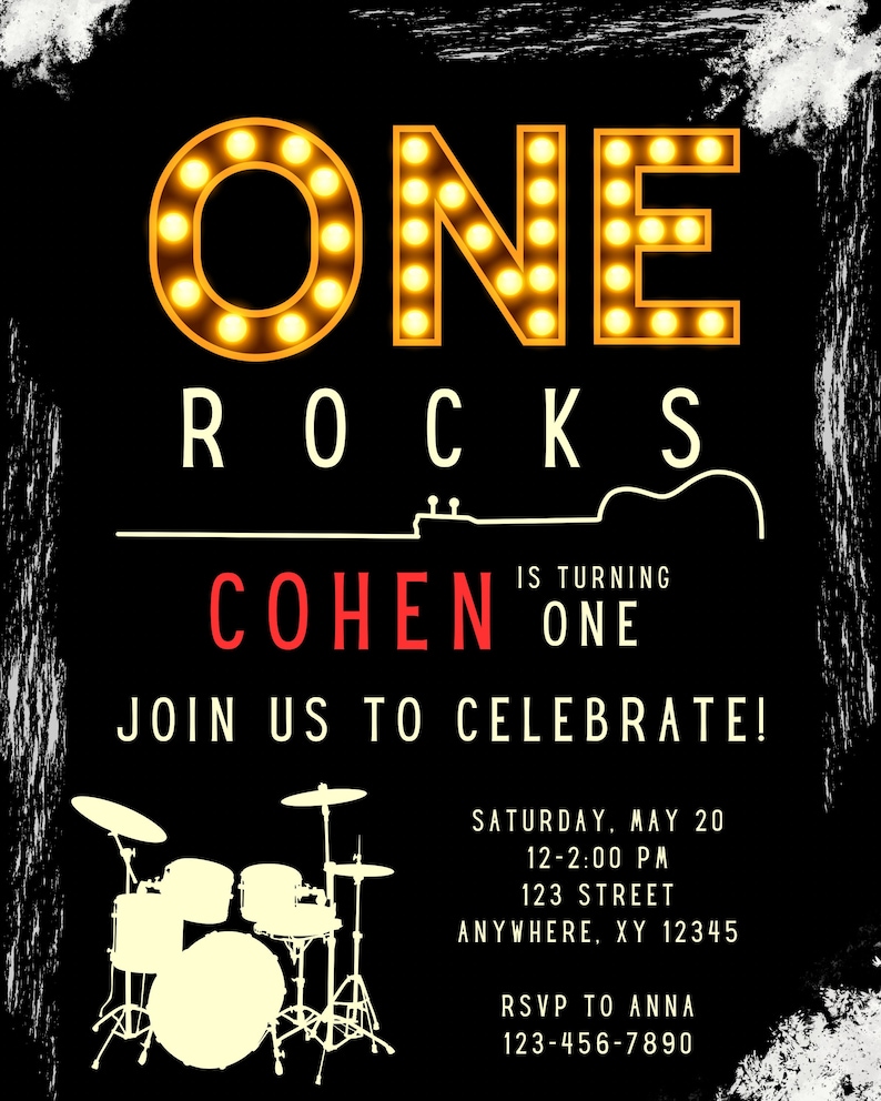 ONE Rocks Digital Birthday Party Invitation - Etsy