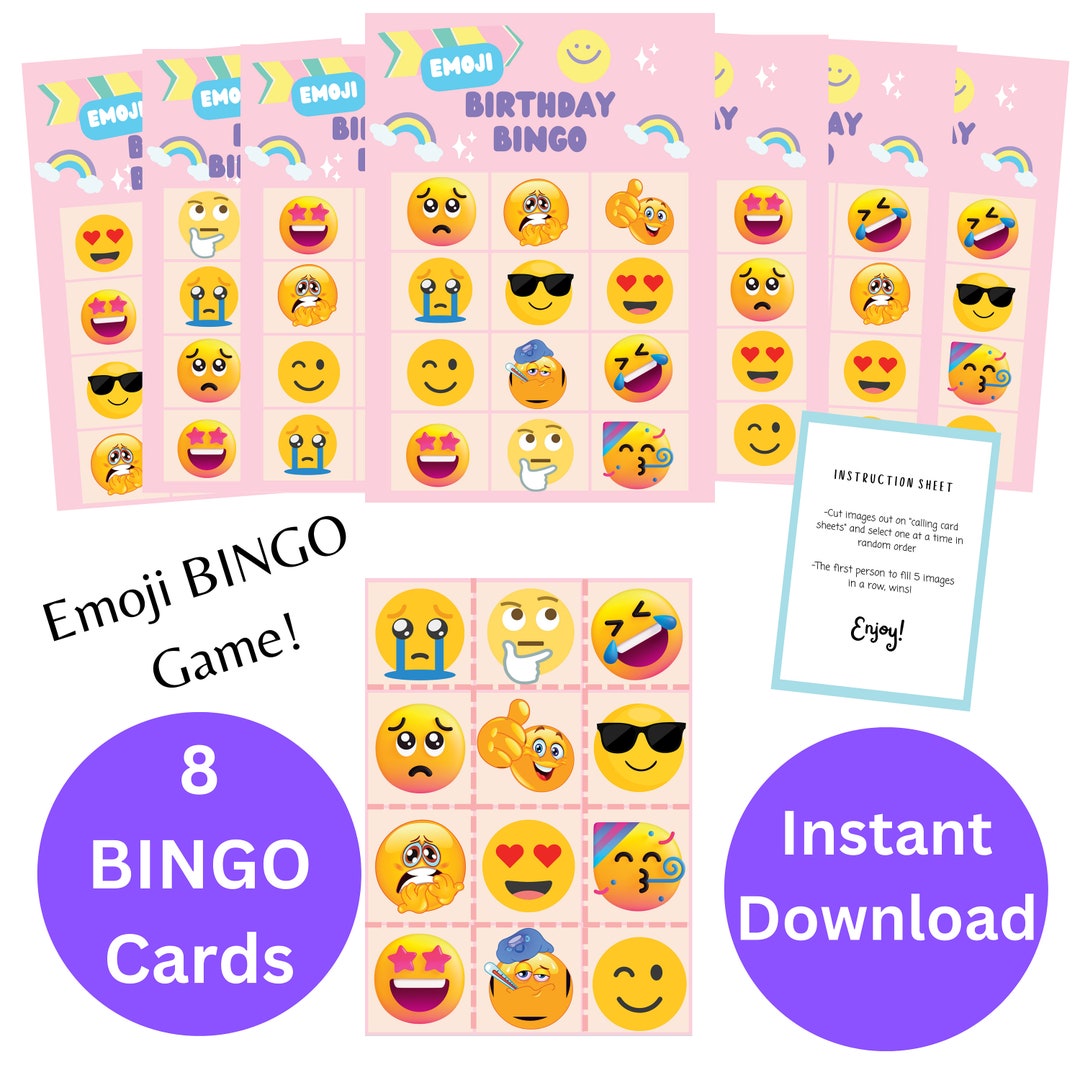Instant Download/emoji BINGO Game/party Game/birthday Party Fun ...
