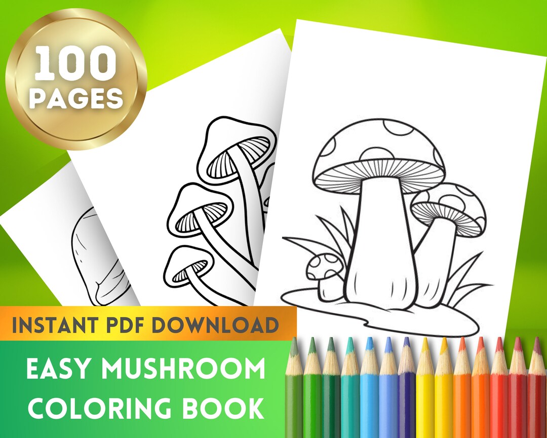 Mushroom Coloring Sheets for Kids Teens Adult Stress Relief ...