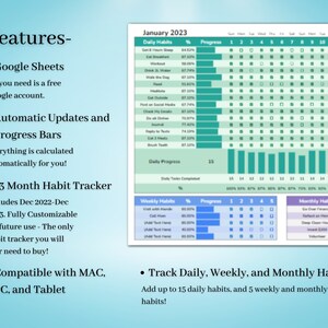 ADHD Daily Habit Tracker Google Sheets Template Task and Productivity ...