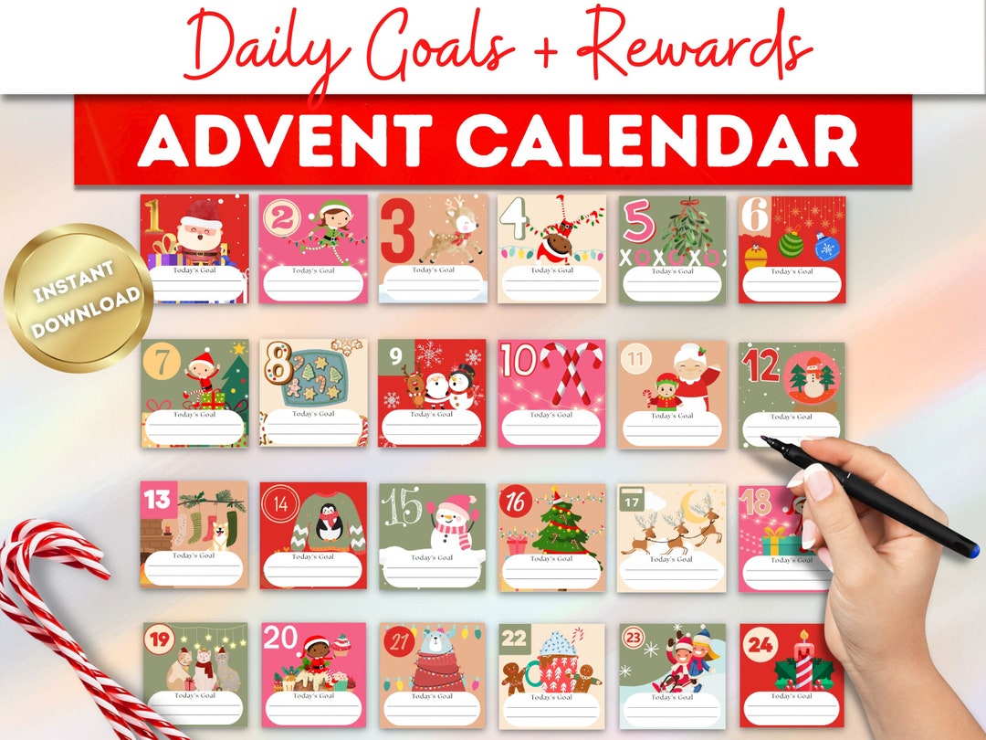 Daily Goals & Rewards Advent Calendar Printable Instant - Etsy