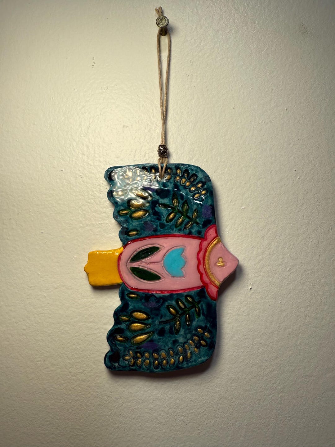 Hamingja's Charm | Nordic Folk Art Ceramic Bird Wall Hanging | Glazed ...