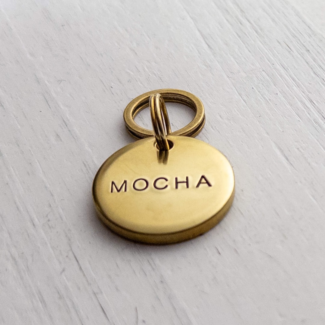 Dog Tag Personalized, Hand Stamped ID Tag for Dogs, Brass Dog Tag, Dog ...