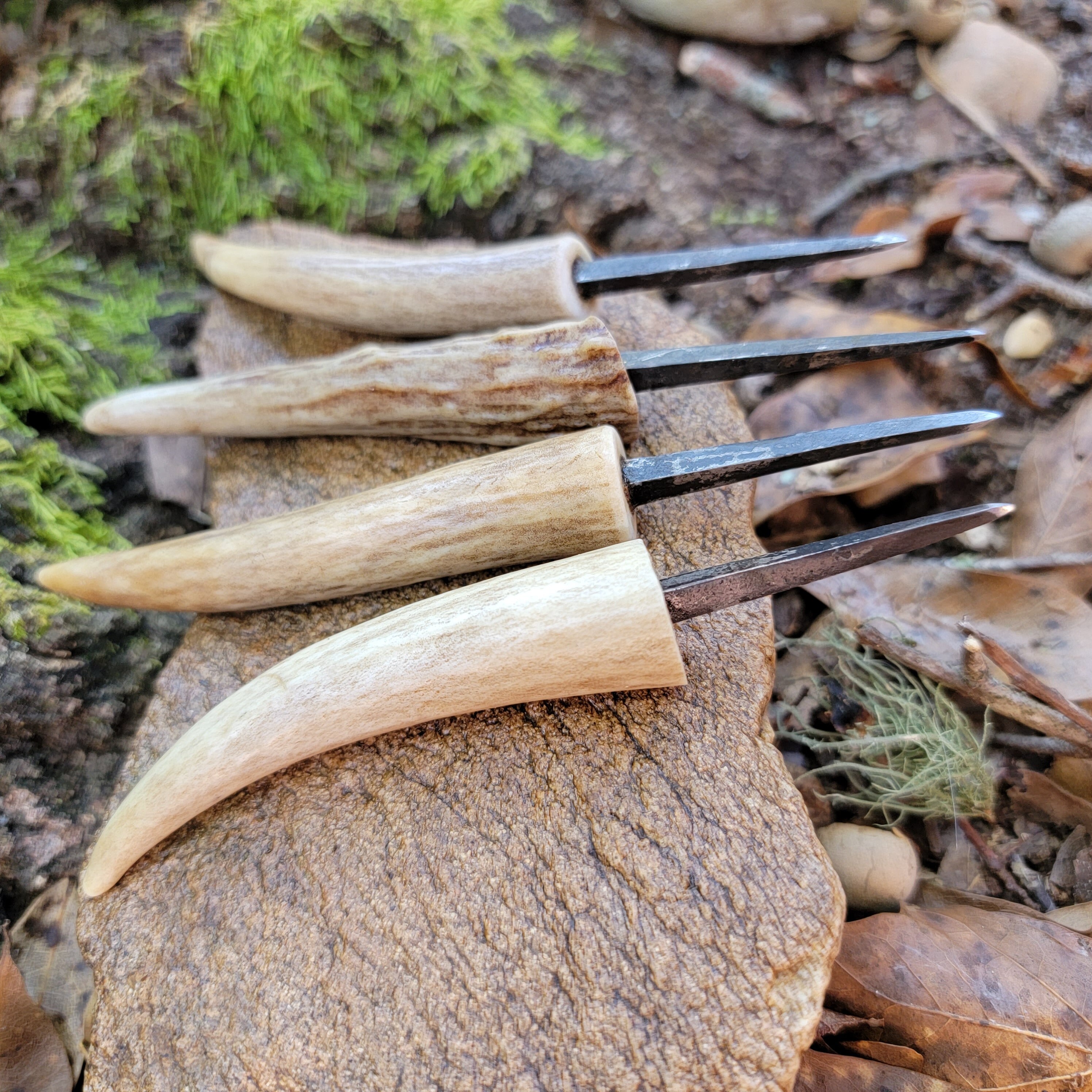 Small Hand Forged | Iron Push Awl | Antler Handle | Reenactment Leather ...