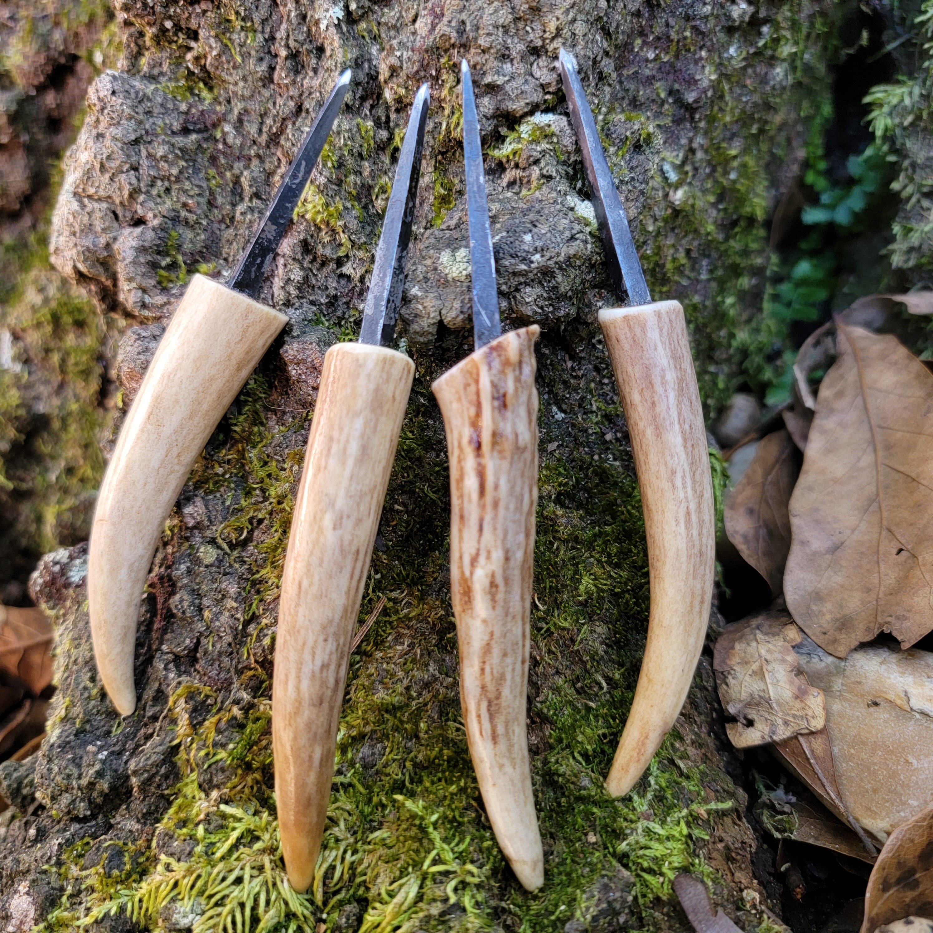 Small Hand Forged | Iron Push Awl | Antler Handle | Reenactment Leather ...