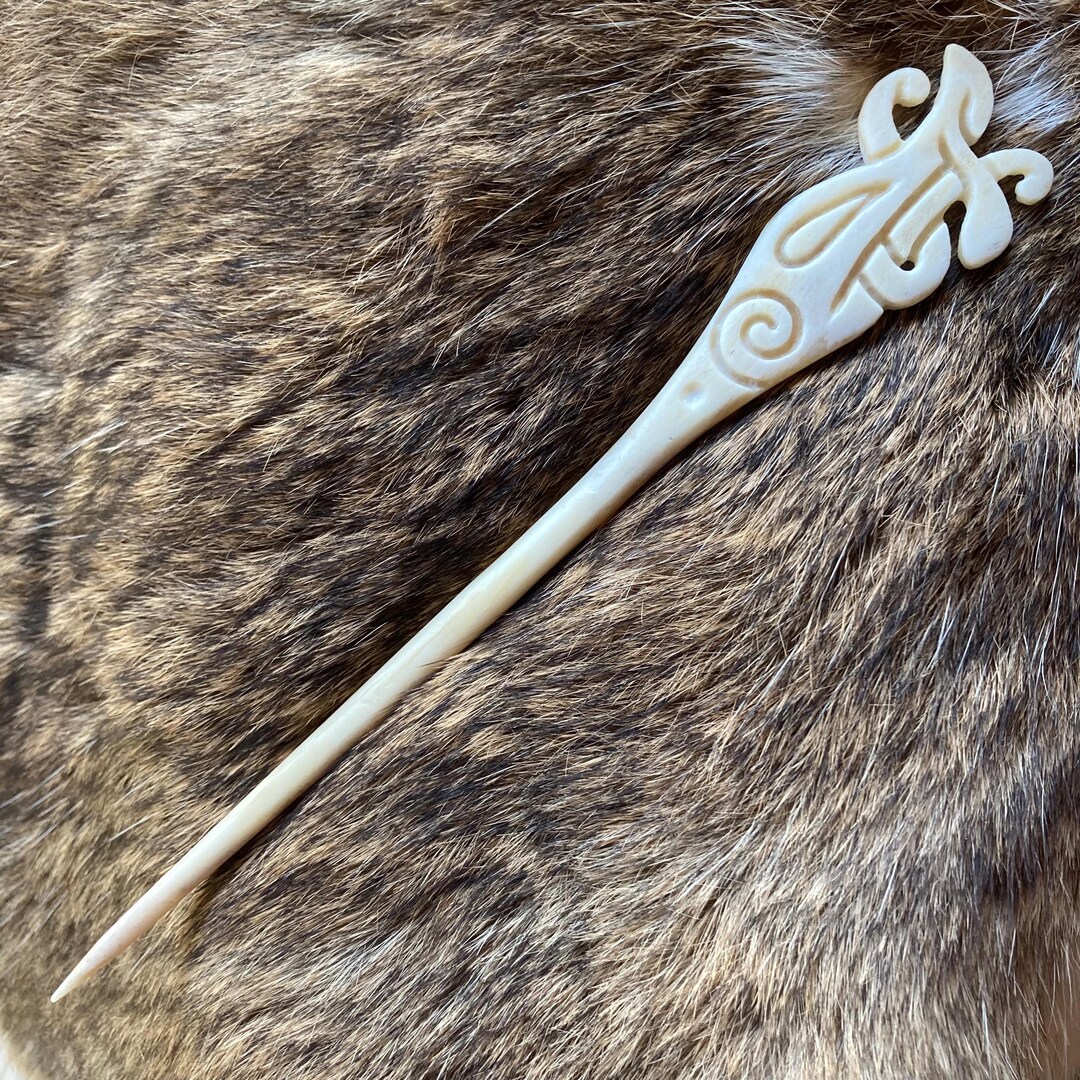 Viking Hairpin Serpent Head Bone Pin Based on Urnes Serpent Carvings ...