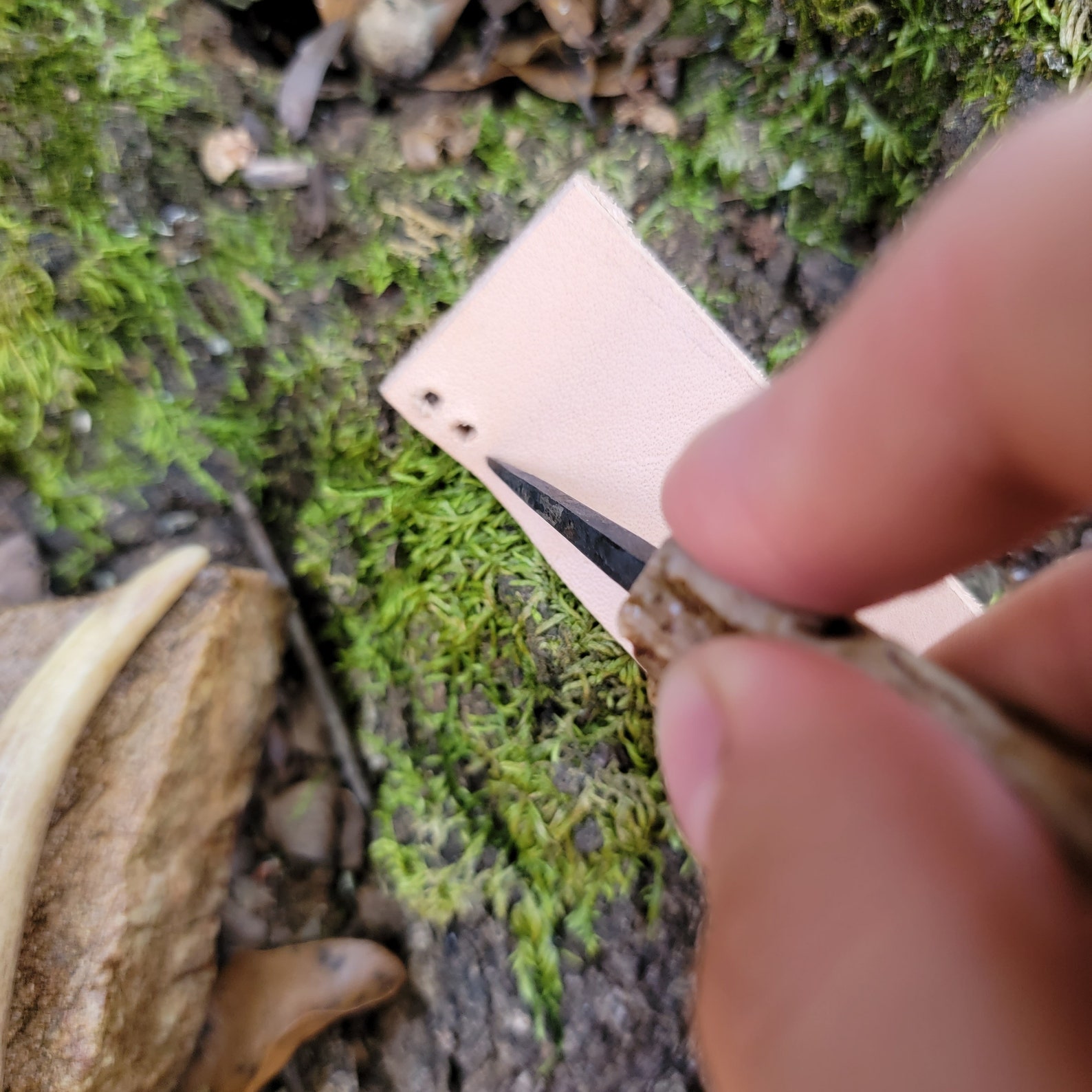 Small Hand Forged | Iron Push Awl | Antler Handle | Reenactment Leather ...