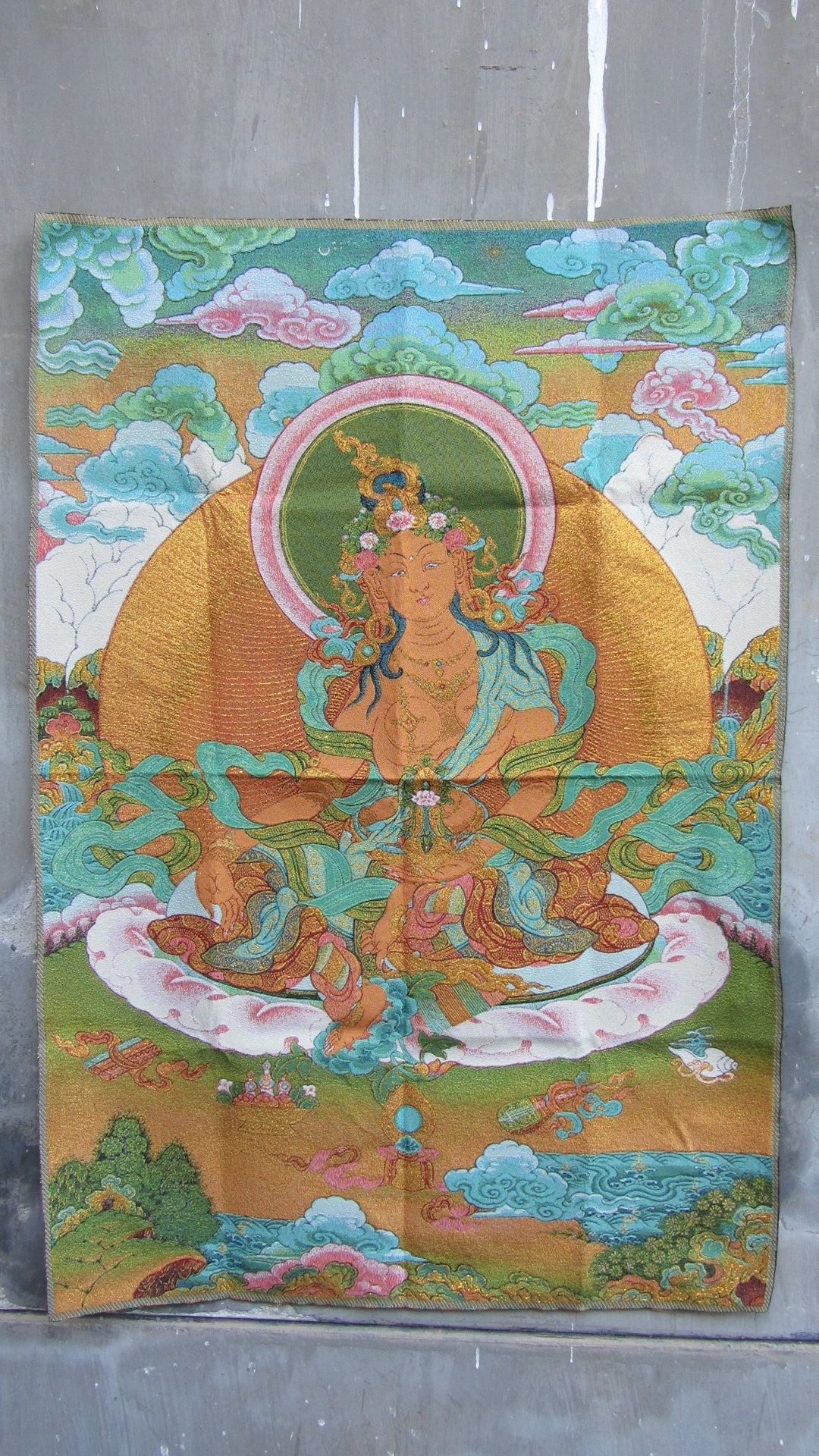 35" Nepal Buddhist Thangka, Sakyamuni Gautama Buddha Thangka Painting ...