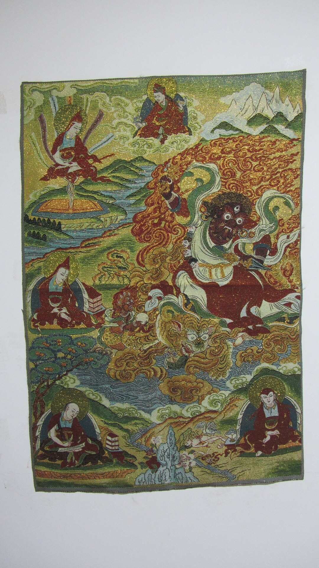 35 Inch Dorje Drolo Thangka Pema sambhava, pema jungney Vintage Nepal ...