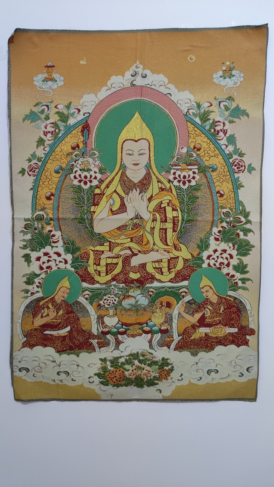 Tibetan Thangka Painting, Silk Braid Painting Tsongkhapa and His ...