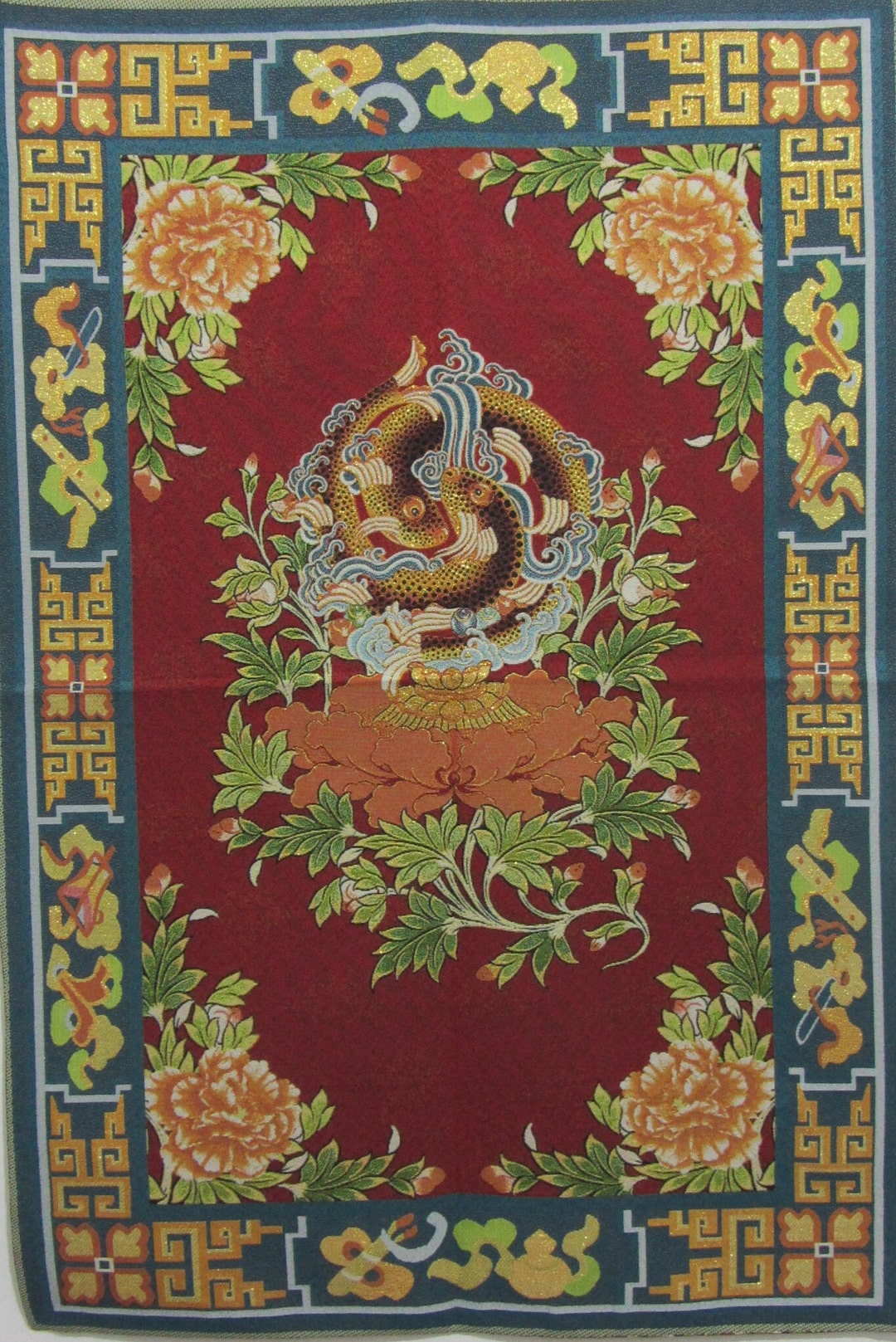 Tibetanthangka Silk Print Painting Buddhist Deity Crafts Double Fish ...