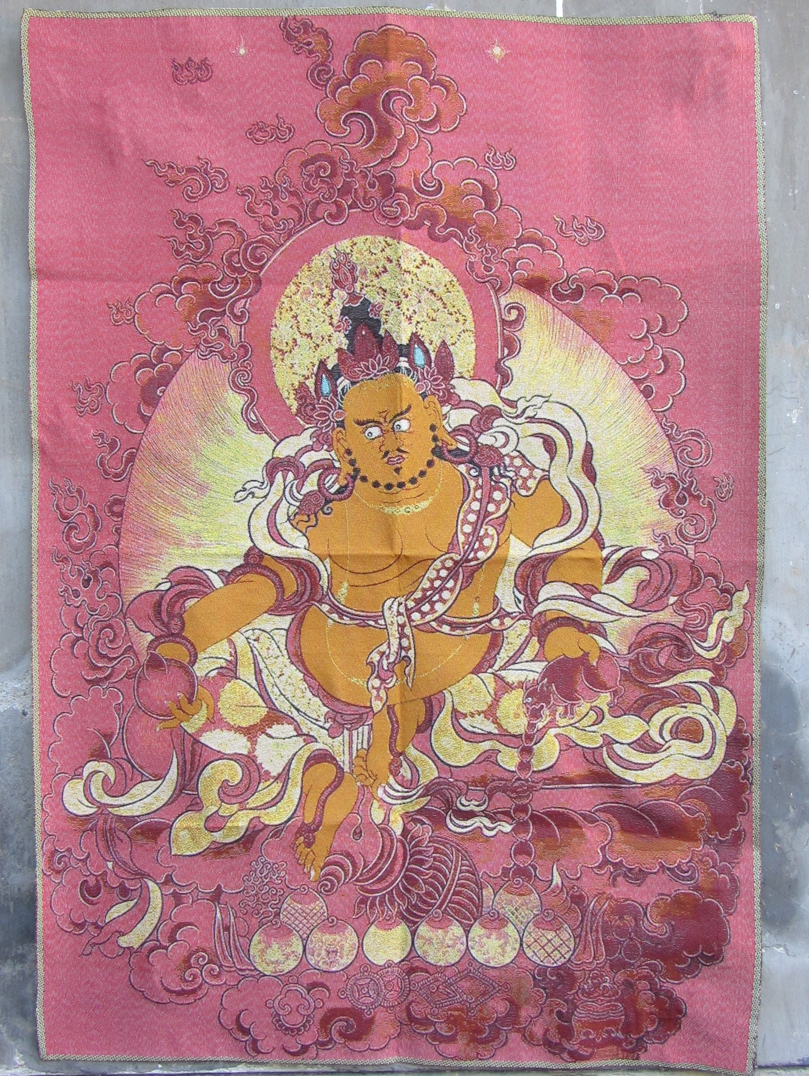 35 “ Tibet Yellow Jambhala Buddhism Thangka Buddha Life Painting Art ...