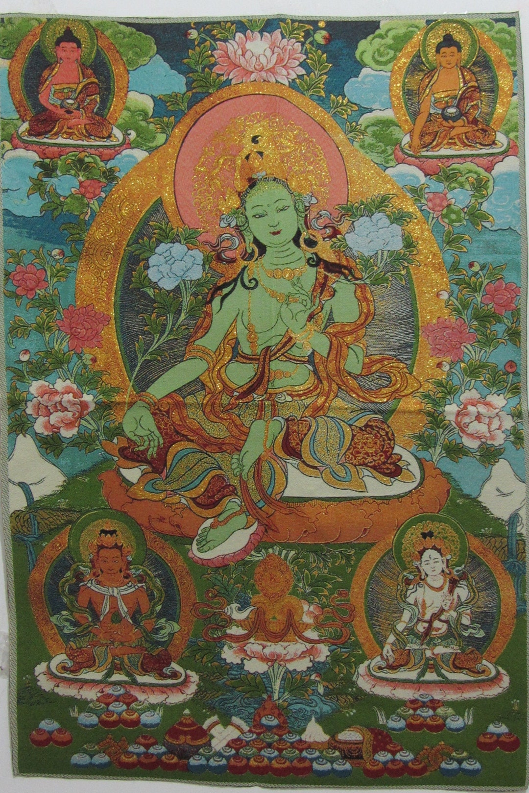 Tibetanthangka Silk Print Painting Buddhist Deity Crafts Bodhisattva ...