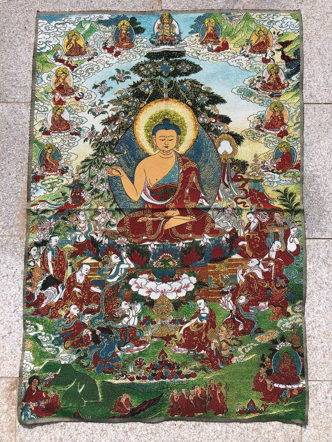 Tibet 35” Sakyamuni Buddhism Thangka Print Buddha Life Painting Art ...