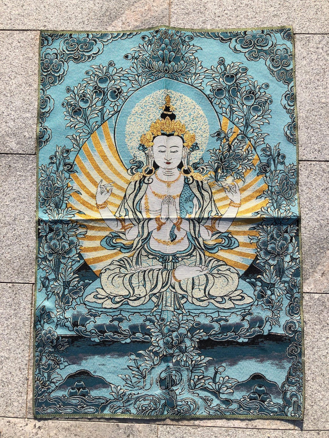 Nepal Drawing Art 35“ Four Arms Thangka Kuan Yin Thangka Painting ...