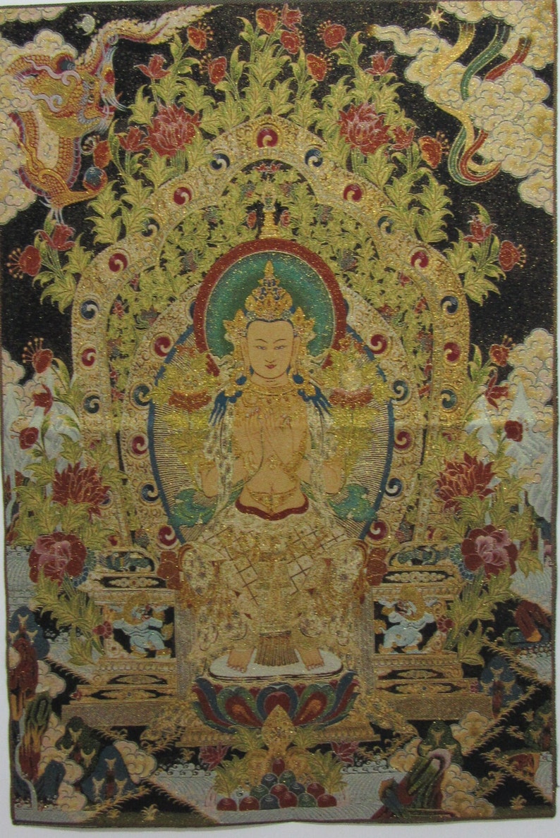 35 “ Buddha Thangka, Thangka Painting, Vintage Bodhisattva Tara Thangka ...