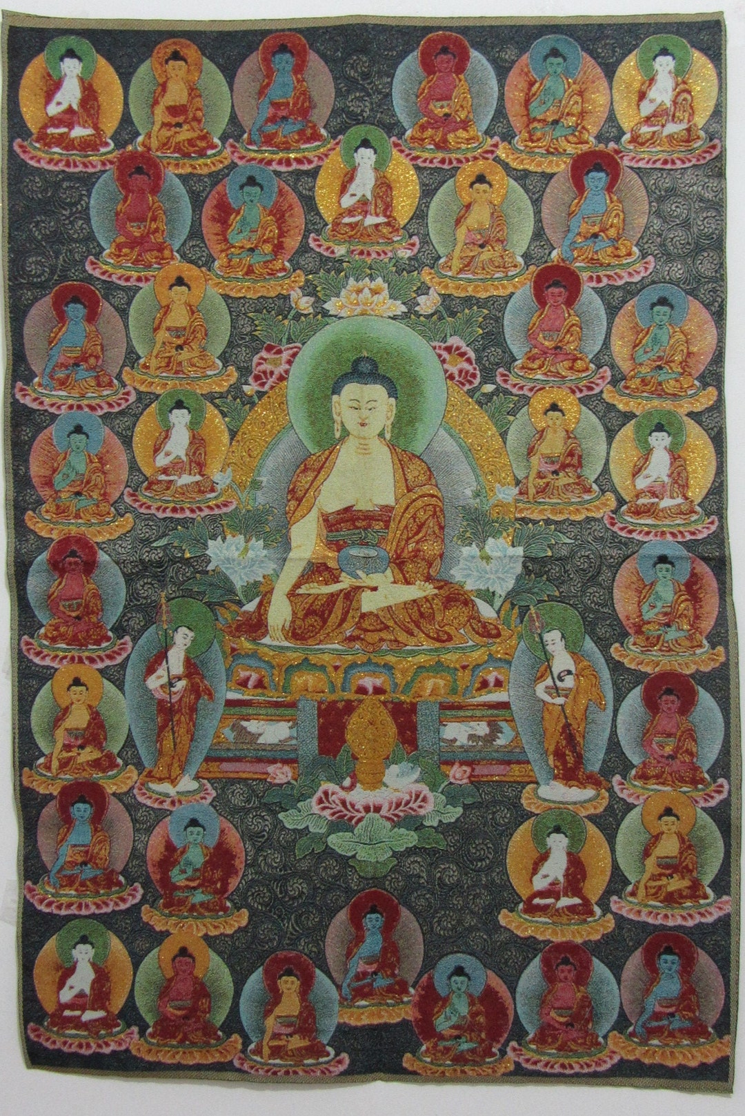 Tibetan Thangka Painting, Silk Braid Painting Shakyamuni Buddha ...