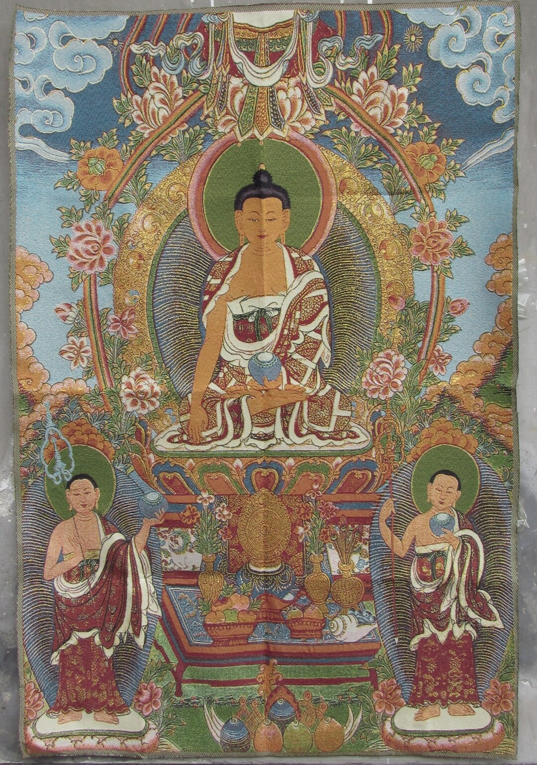 35“ Shakyamuni Thangka, Tibetan Thangka Painting, Vintage Bodhisattva ...
