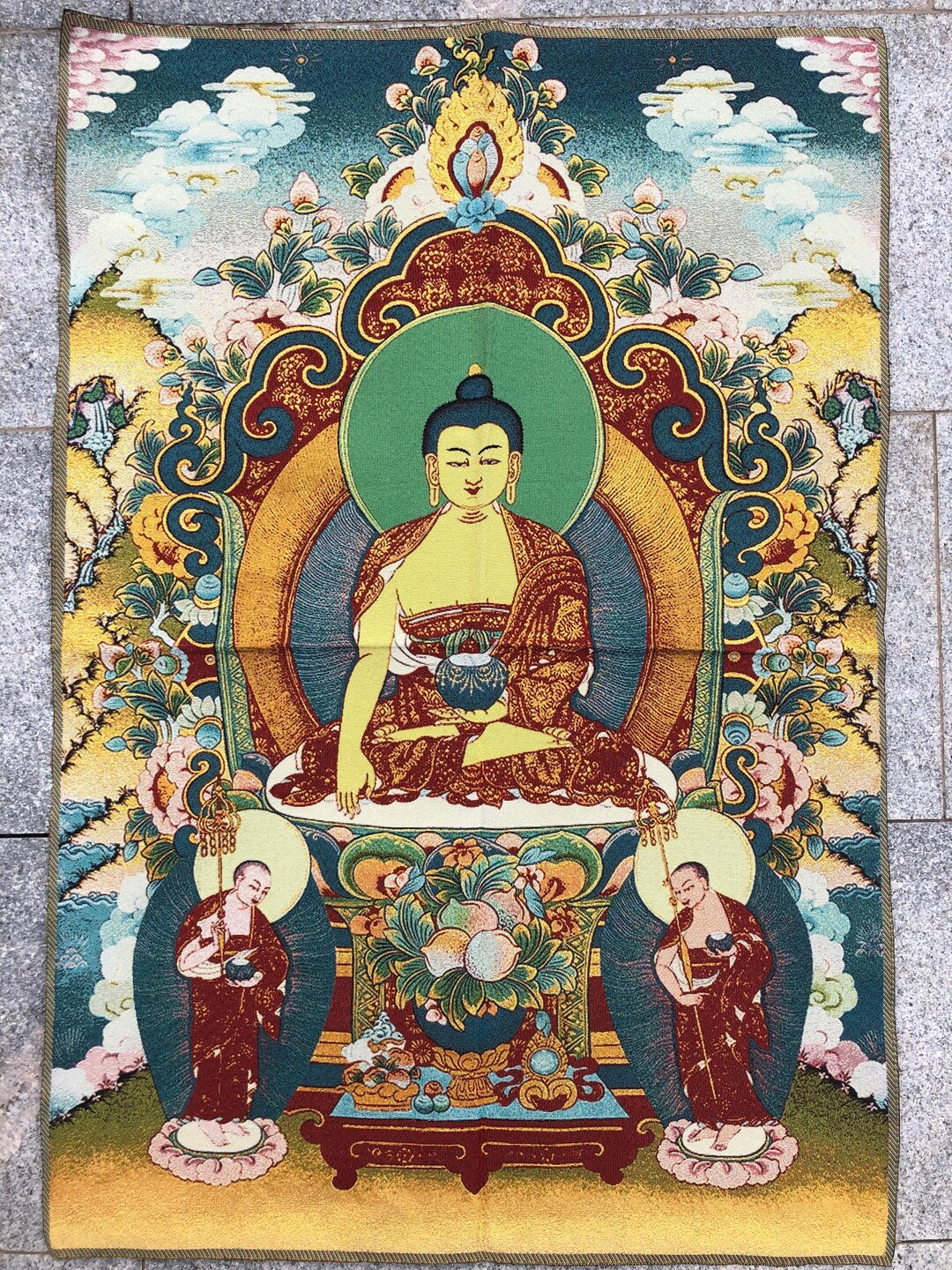 35" Thangka, Tibetan Buddhist Scriptures Thangka Painting, Nepal ...