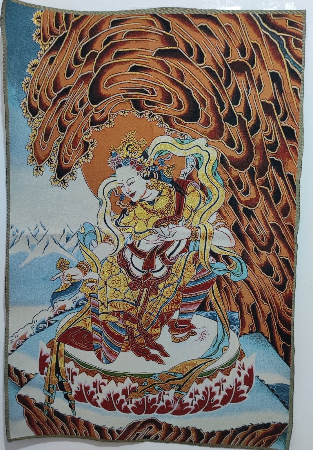 Tibetan Nepal Temple Brocade Embroidery Thangka Yeshe.tsogyal Wall ...