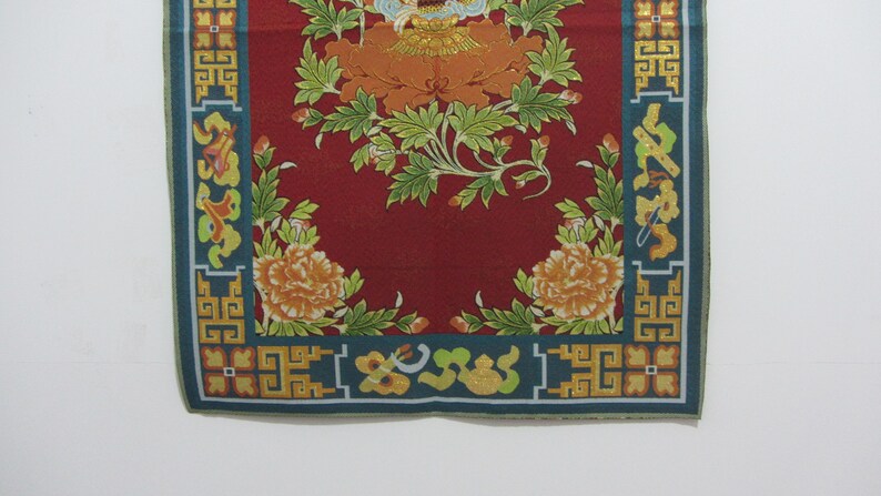 Tibetan Thangka Silk Print Painting Buddhist Deity Crafts Double Fish ...