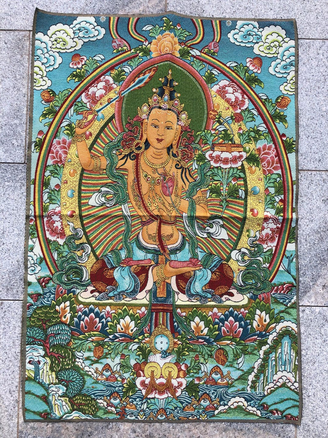Tibetan Buddhism Manjusri Bodhisattva Wall Hanging Decor, Thangka ...