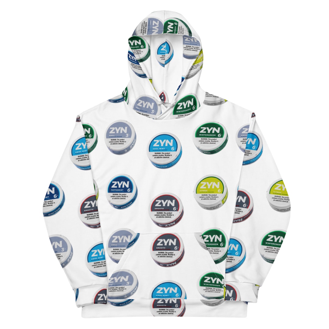 All Over Print Zyn Nicotine Pouch Container Hoodie Unofficial Zyn Merch ...