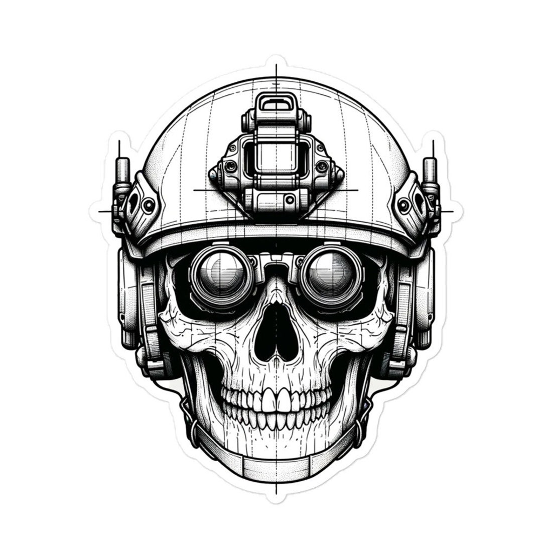 Night Vision Skull Sticker | Tactical Helmet Kiss Cut Sticker - Etsy